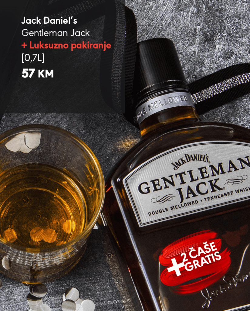 Poklon paket Whiskey Gentleman Jack 0,7L +2 originalne čaše gratis ...